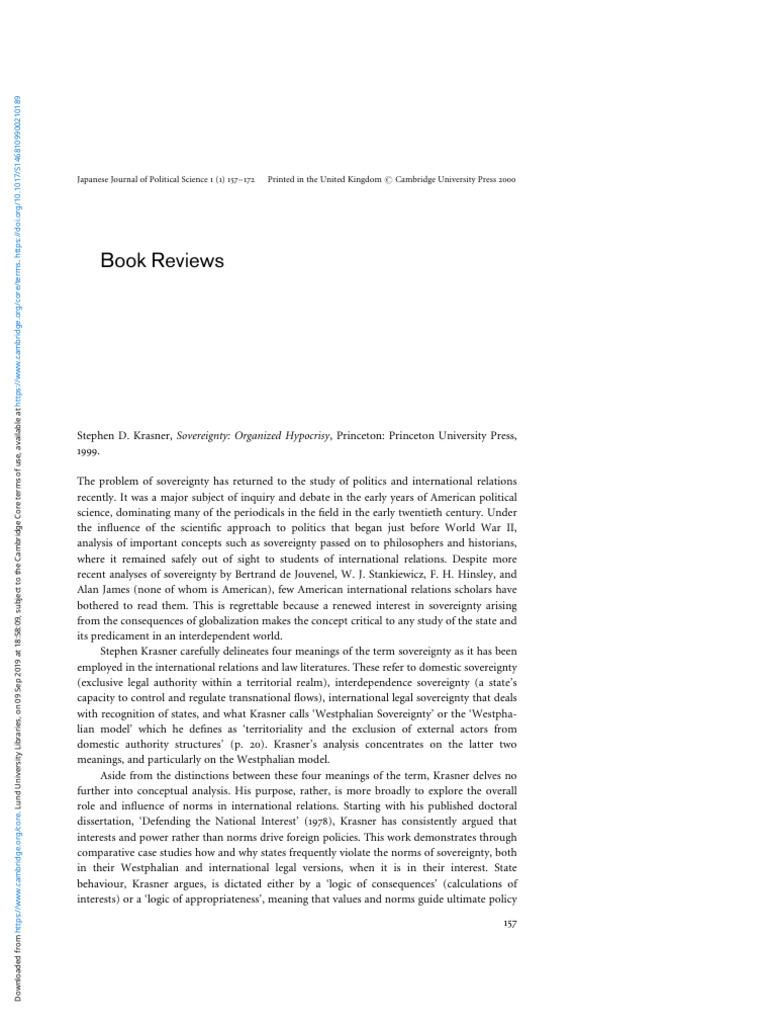 Review - Stephen D. Krasner, Sovereignty Organized Hypocrisy, Princeton ...