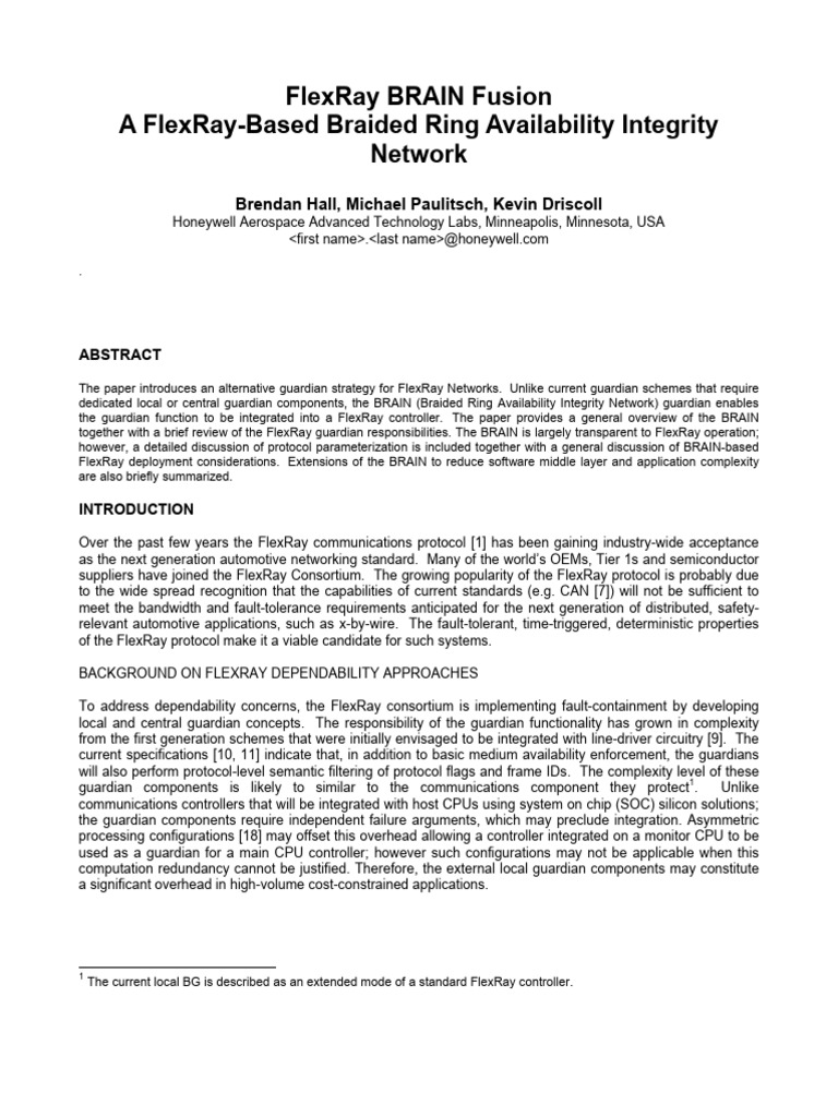 Hall, Paulitsch, Driscoll, 2007 FlexRay BRAIN Fusion - Non-Cr | PDF