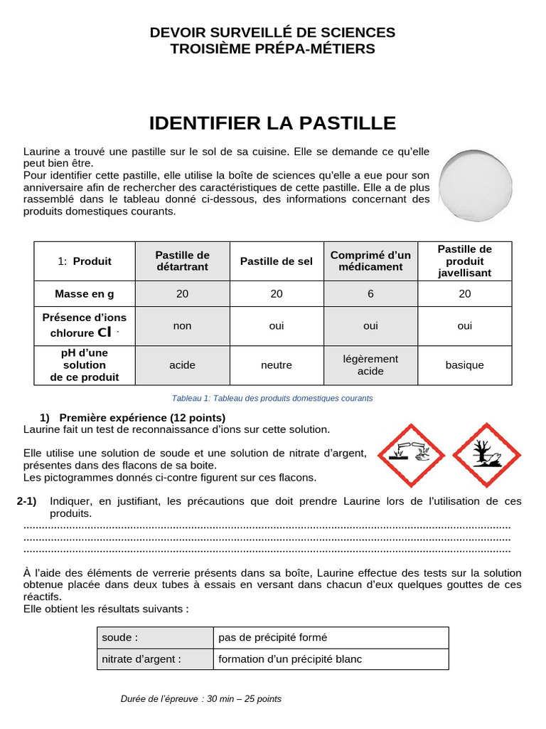 Physique-Chimie DNB 2021 - Metropole Antilles Guyane Mayotte Reunion Serie Agricole | PDF