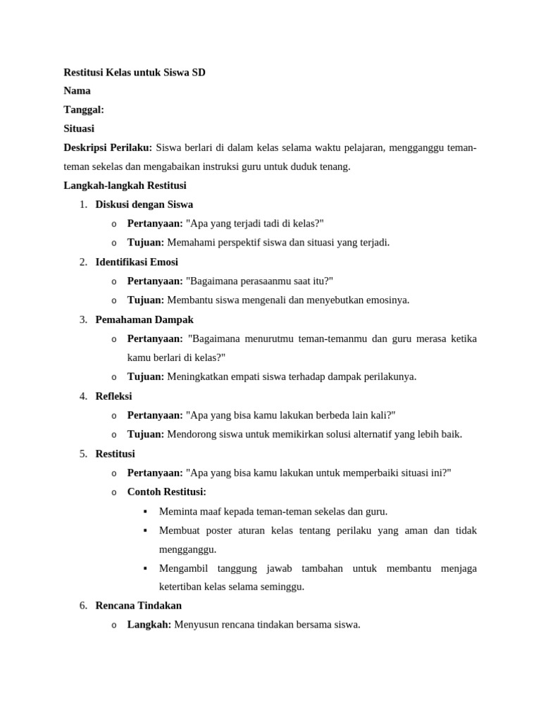 Contoh Restitusi Kelas | PDF