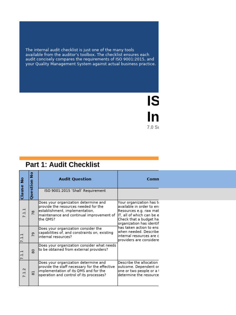Internal Auditing Checklist | PDF
