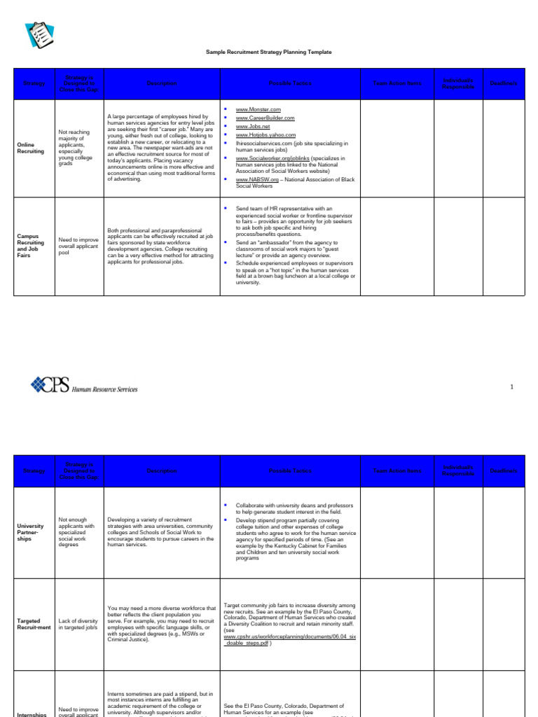 Recruitment Strategy Planning Template Free Doc Format1 | PDF
