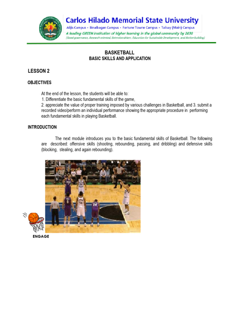 CHMSU PE4 Basketball Lesson 2 | PDF