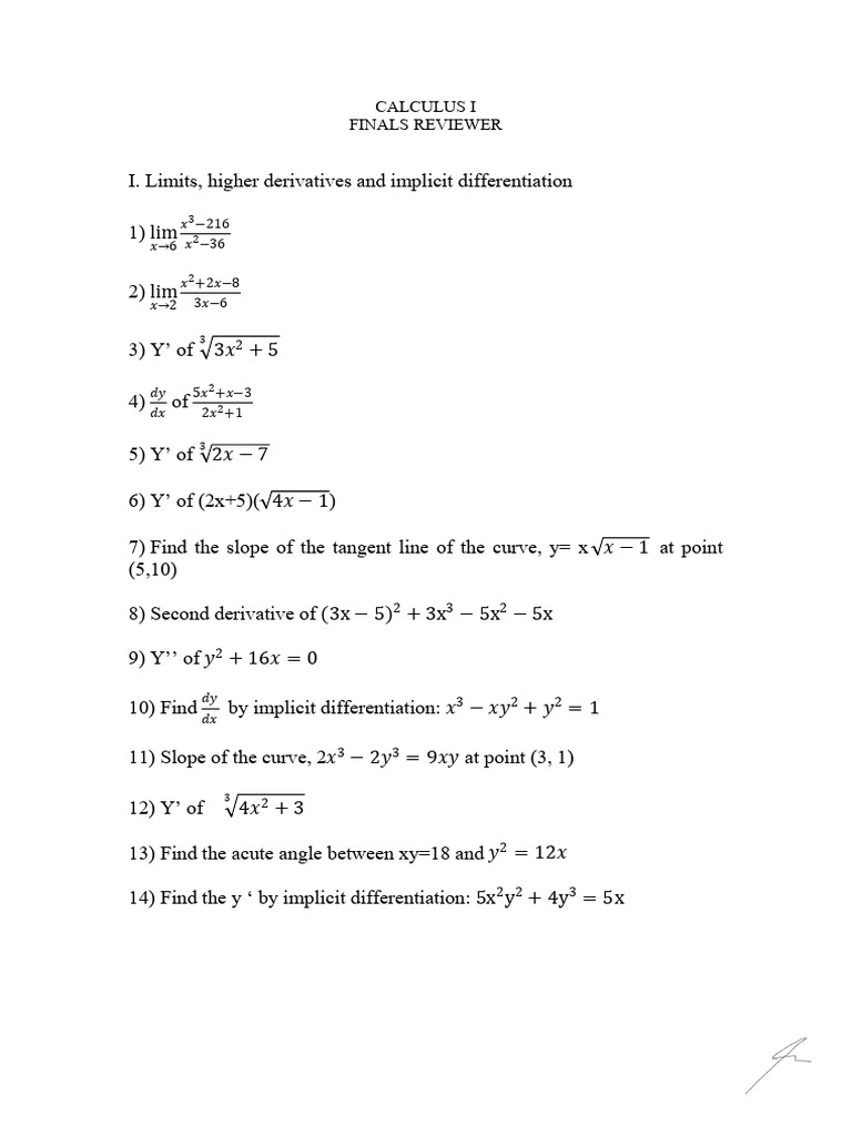 Calculus I | PDF