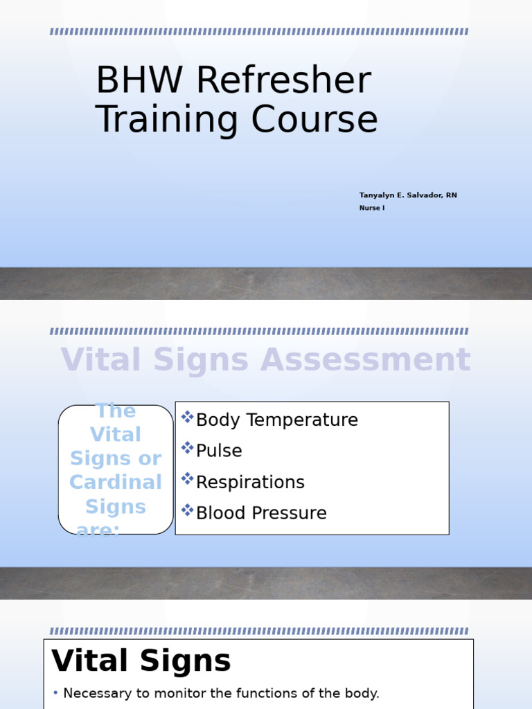 BHW Refresher Training Course | PDF