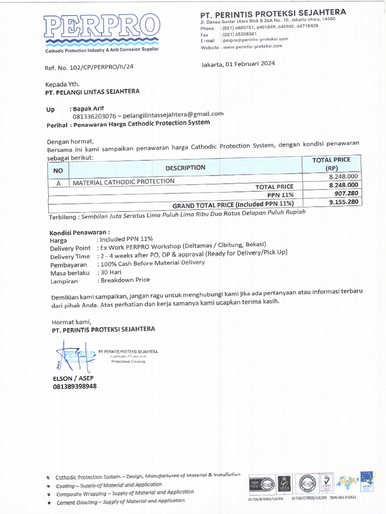 Quot 102 Pt. Pelangi Lintas Sejahtera - CP System | PDF
