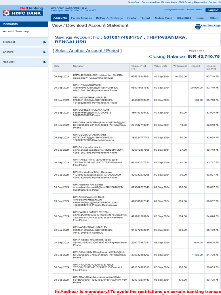 Welcome To HDFC Bank NetBanking 2 | PDF