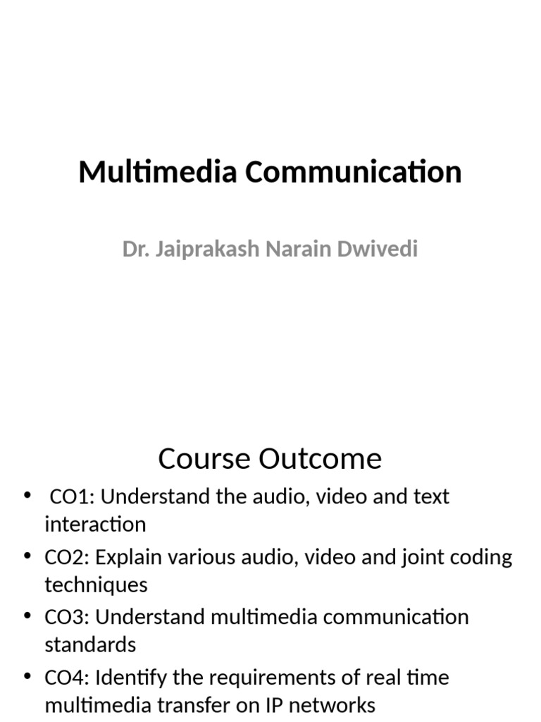 Multimedia Comm - Unit 1 | PDF