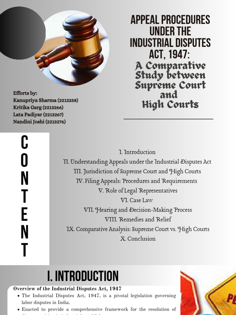 Appeal Procedures Under The Industrial Disputes Act, 1947 A Comparative ...