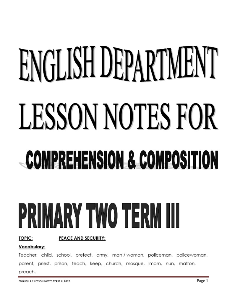 p2 English Lesson Notes For Term 3 | PDF