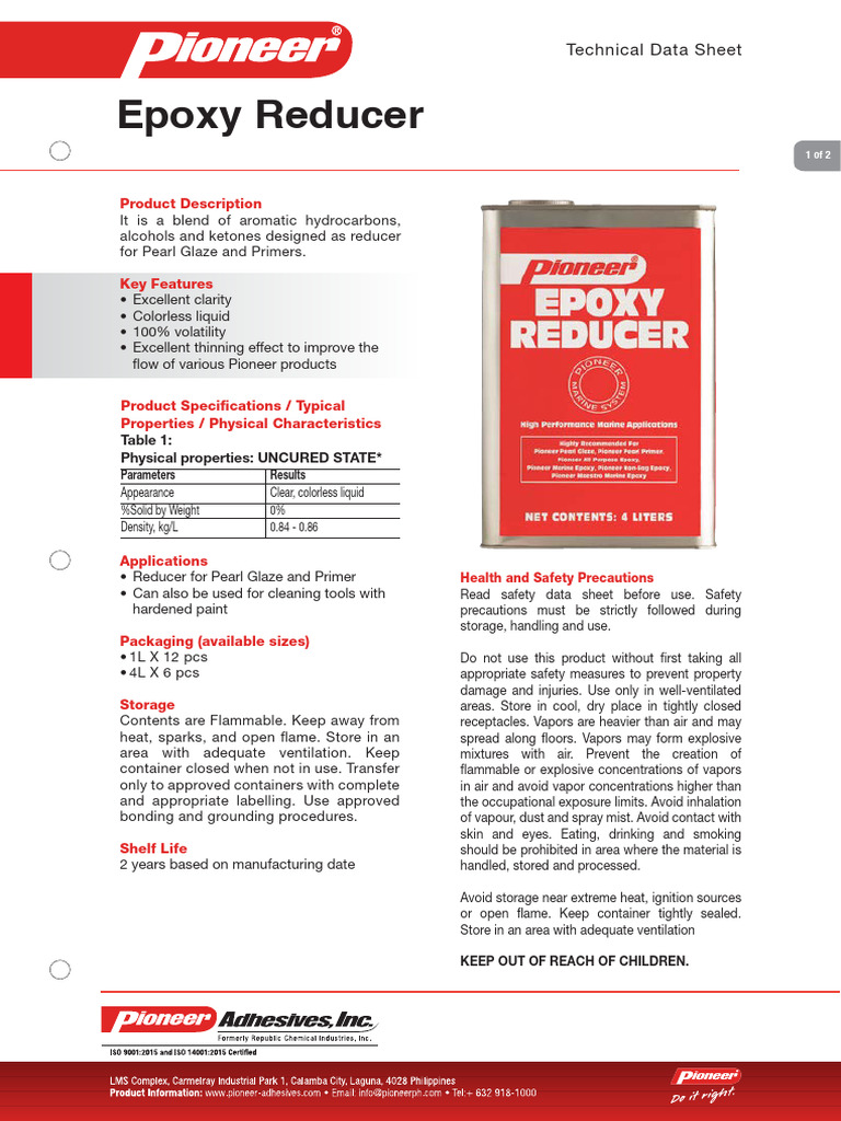 TDS Pioneer-Epoxy-Reducer 022019 | PDF