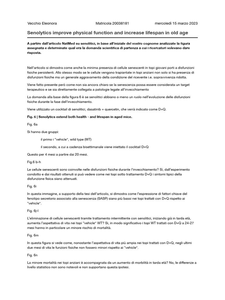 Analisi Domanda Nat Med Senolitici | PDF