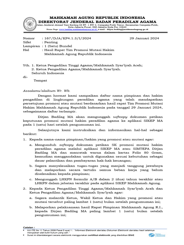 PENGUMUMAN TPM HAKIM 29 JANUARI 2024 - Sign - Sign - Sign | PDF