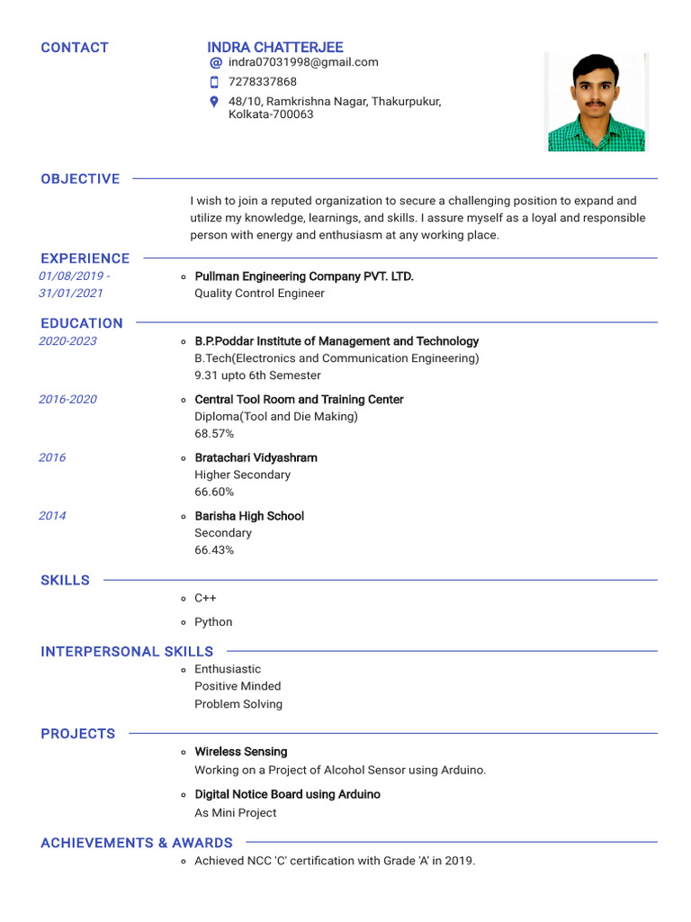 CV - Indra Chatterjee - General | PDF