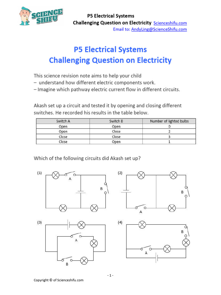 Scienceshifu Notes - P5 Electrical Systems Challenging Question On ...