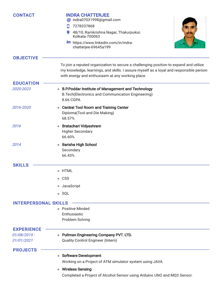 Indra Chatterjee - CV - General Logic | PDF