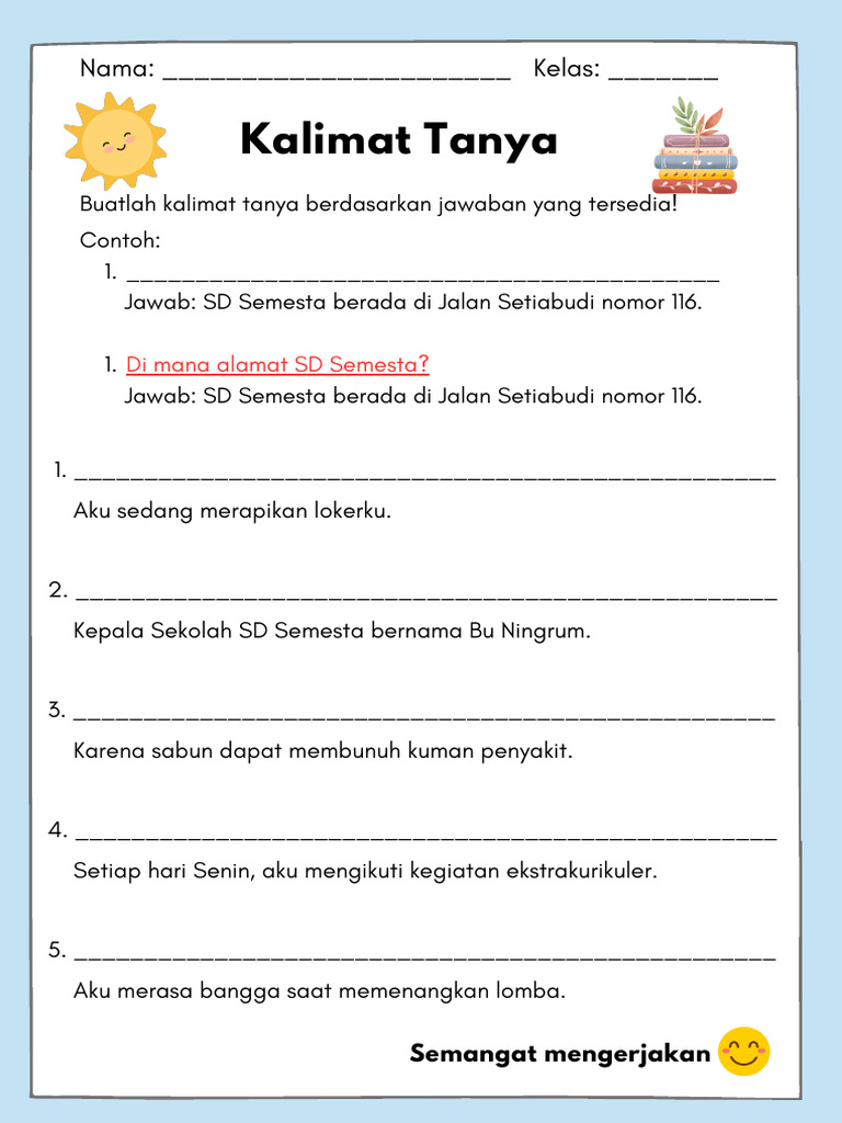 Kalimat Tanya Worksheet | PDF