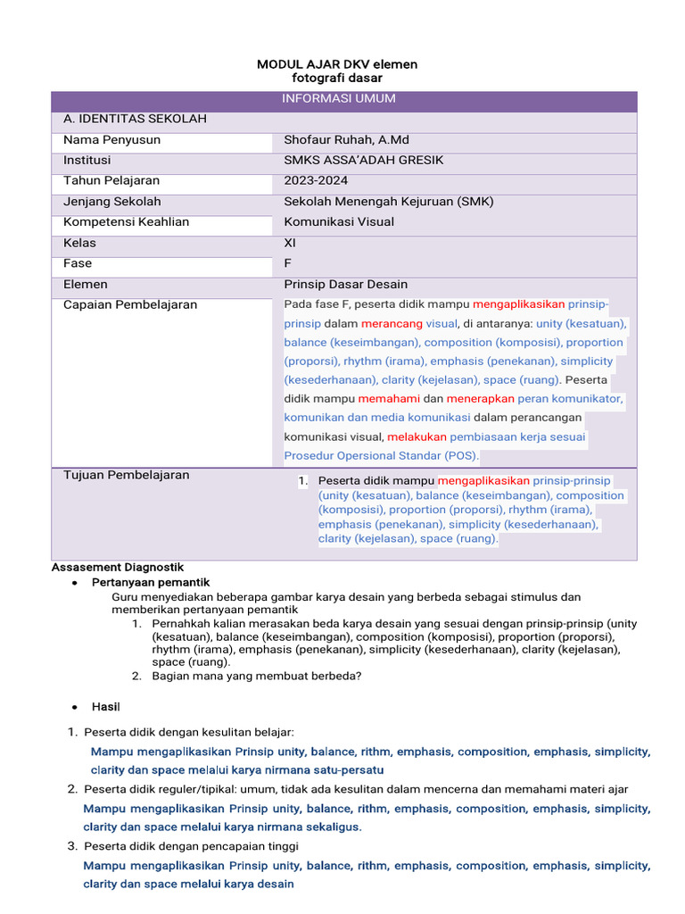 Modul Fase F Prinsi Dasar Desain Dan Komunikasi | PDF