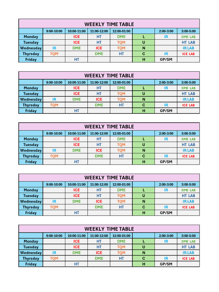 New Routine 5th Sem | PDF