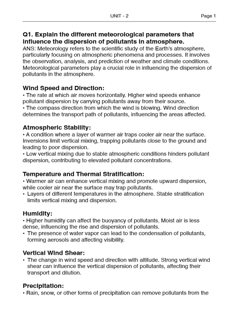 Air Pollution Unit - 2 | PDF