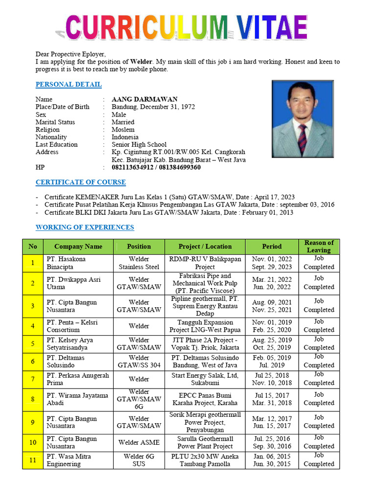 CV Aang Darmawan | PDF