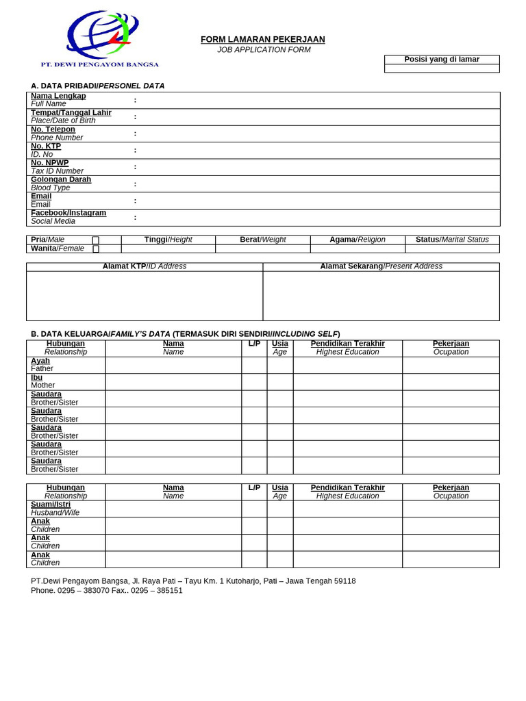 Form Lamaran Pekerjaan | PDF