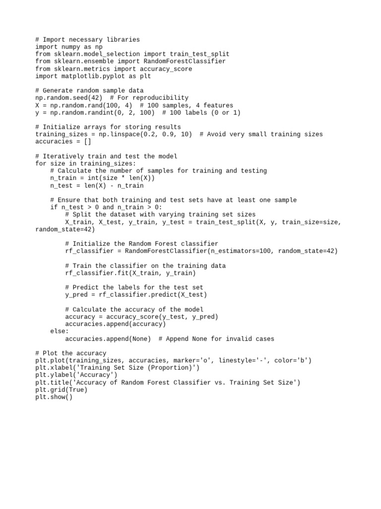 Random Forest Algorith With Plotting Accuracy Pdf