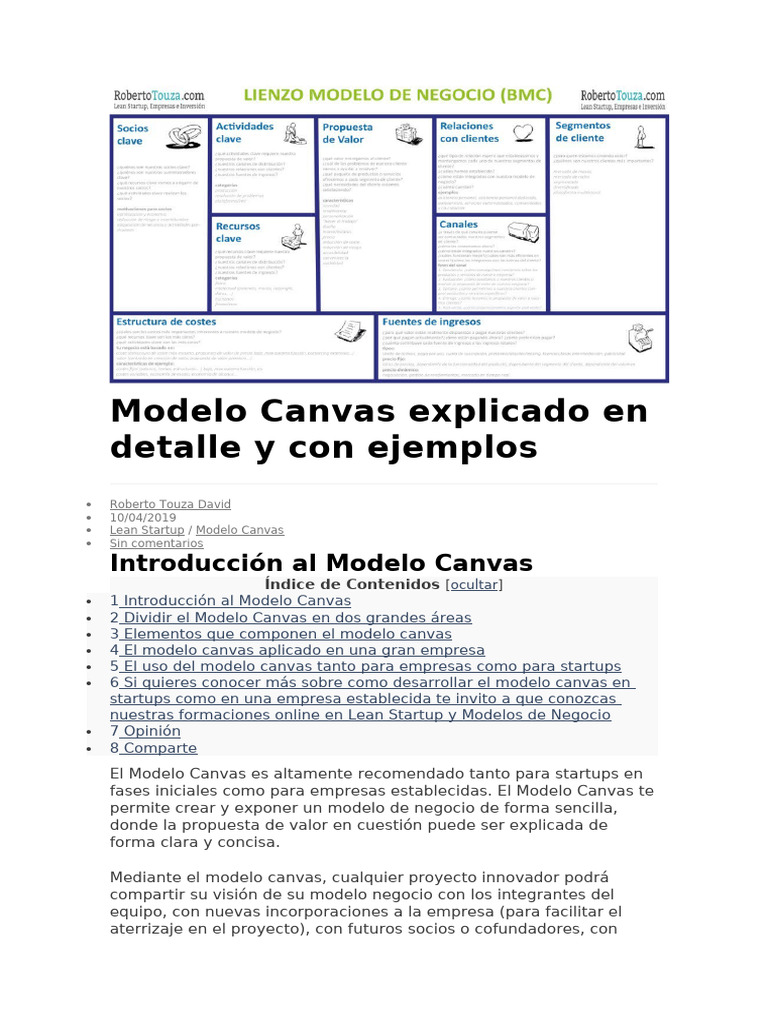 Modelo Canvas Explicado en Detalle y Con Ejemplos | PDF