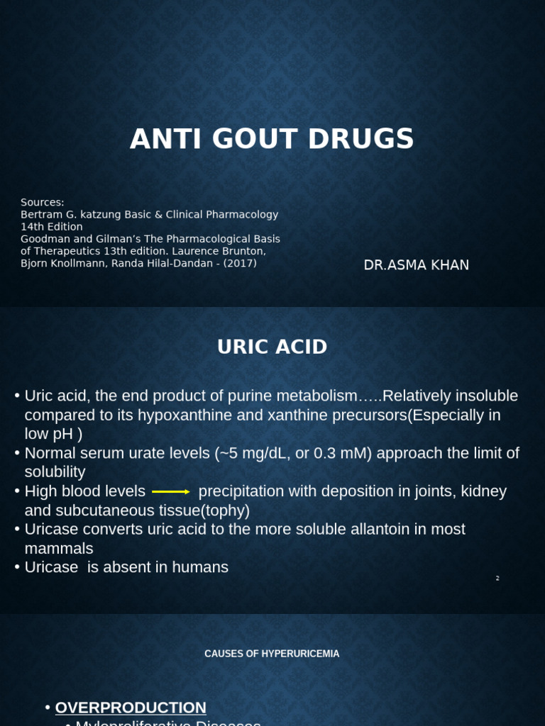 Anti-Gout Drug Pharmacology Overview | PDF | Gout | Causes Of Death