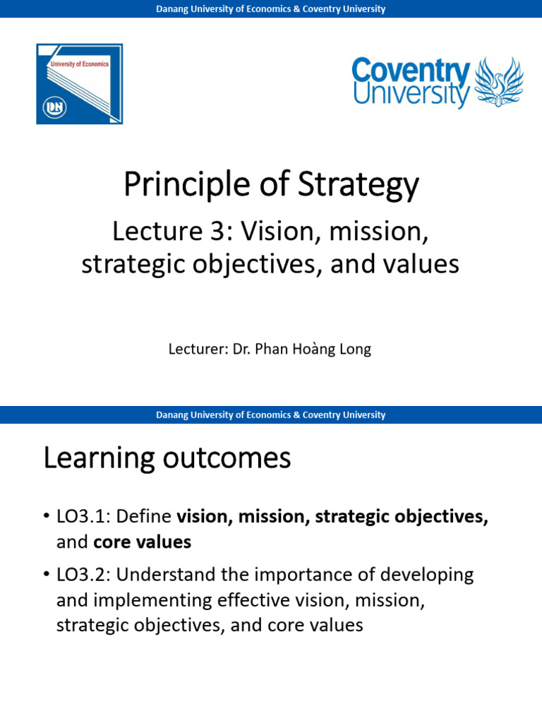 Slide 3 - Vision, Mission, Main Goals and Values | PDF