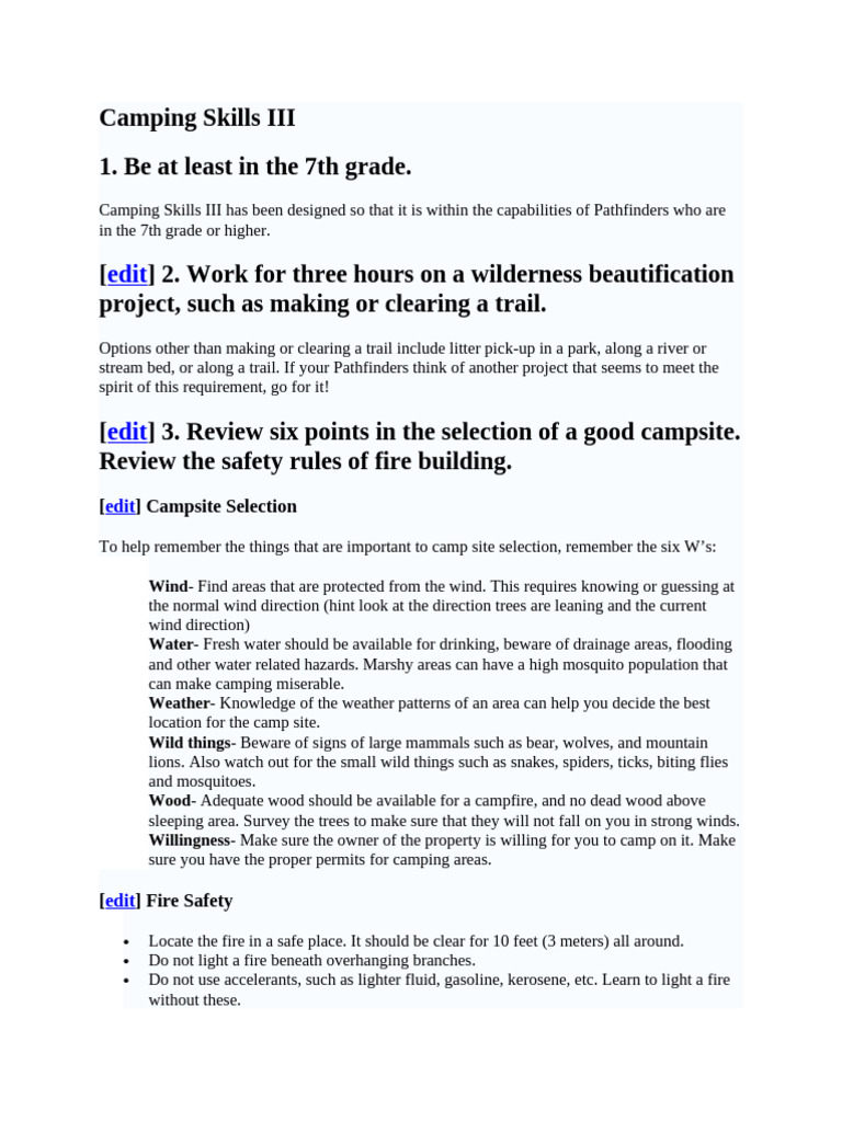 Camping Skills III | PDF