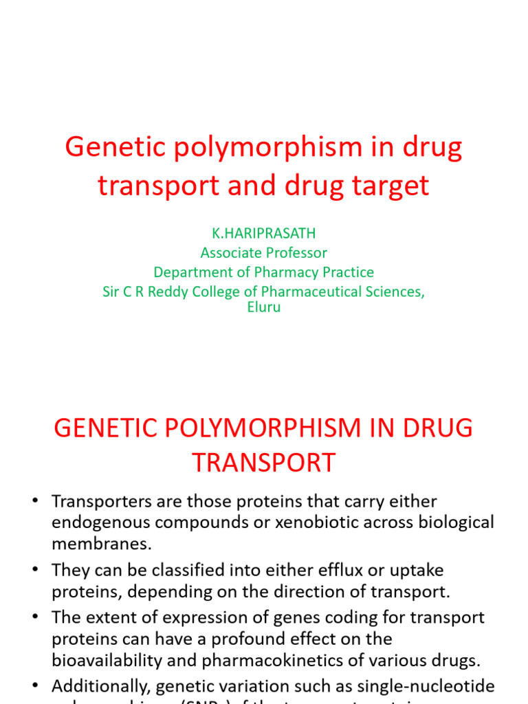 Genetic Polymorpism in Drug Transport and Target | PDF