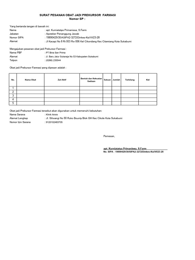 Contoh SP Prekursor BSP | PDF