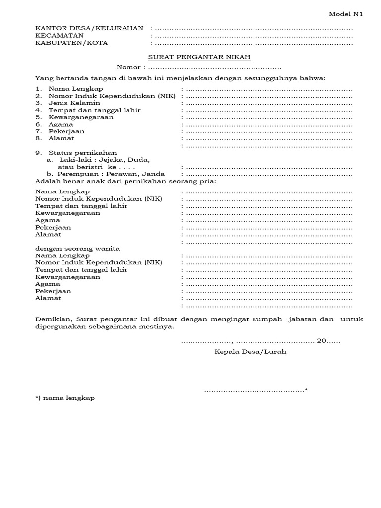 Form Nikah N1 N6 Non Muslim | PDF