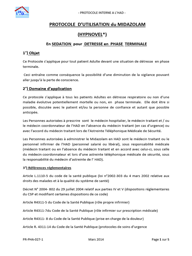 Protocole Midazolam | PDF