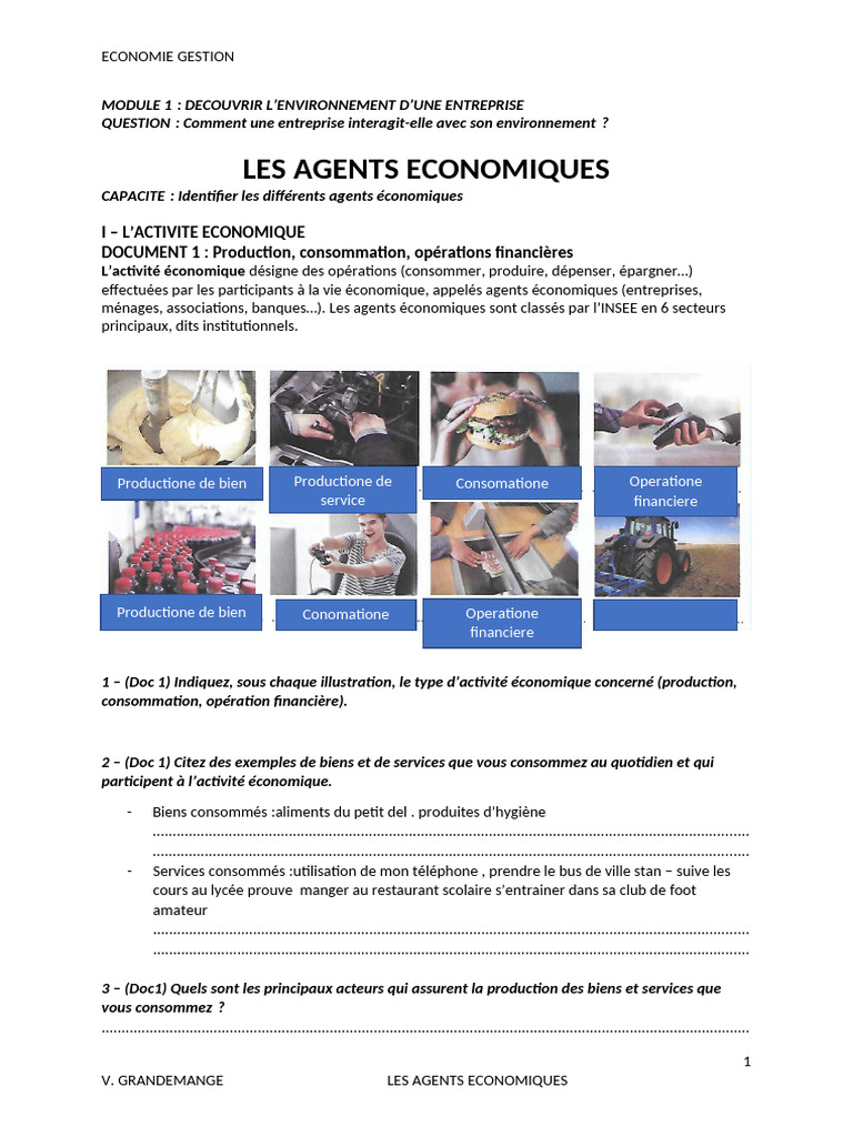 Les Agents Économiques | PDF