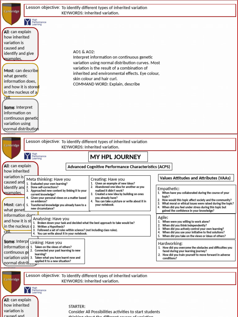 Lesson 2 - Inherited Variation | PDF