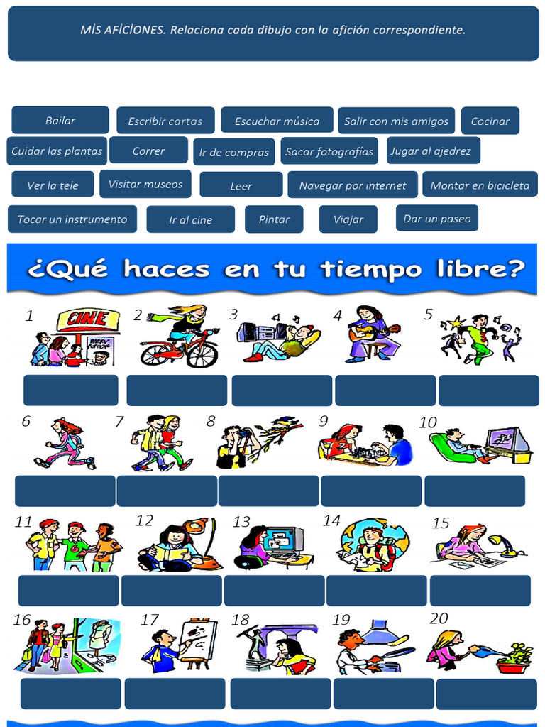Aficiones Vocabulario | PDF