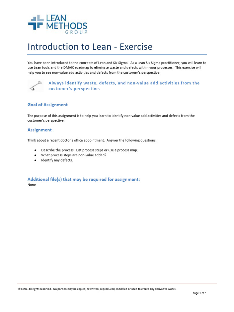 Introduction To Lean Exercise | PDF