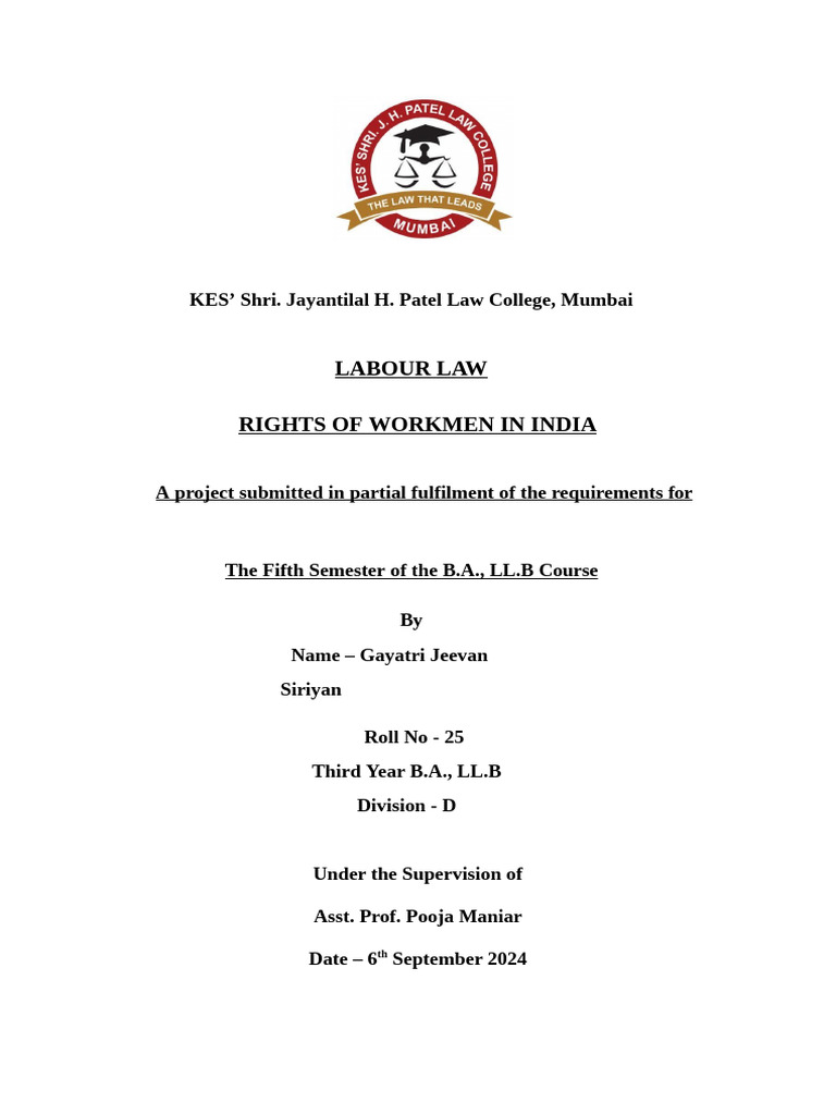 Labor Law Sem V Assignment 2 | PDF