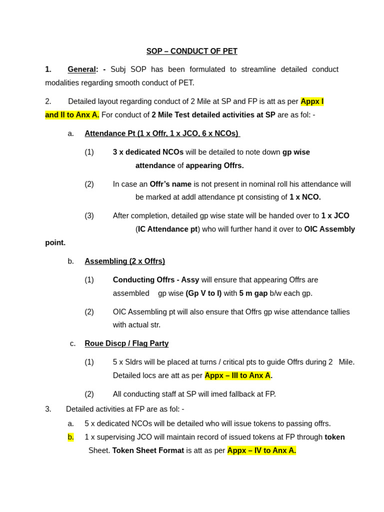 SOP Conduct of PET | PDF