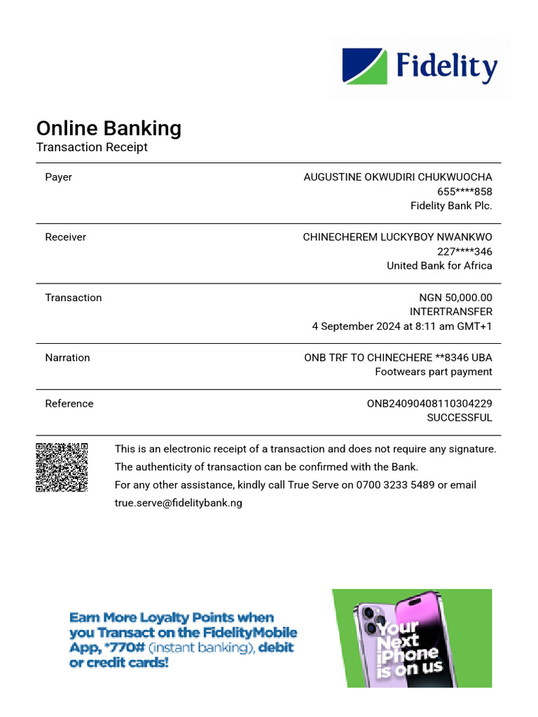 Online Banking Transaction Receipt | PDF