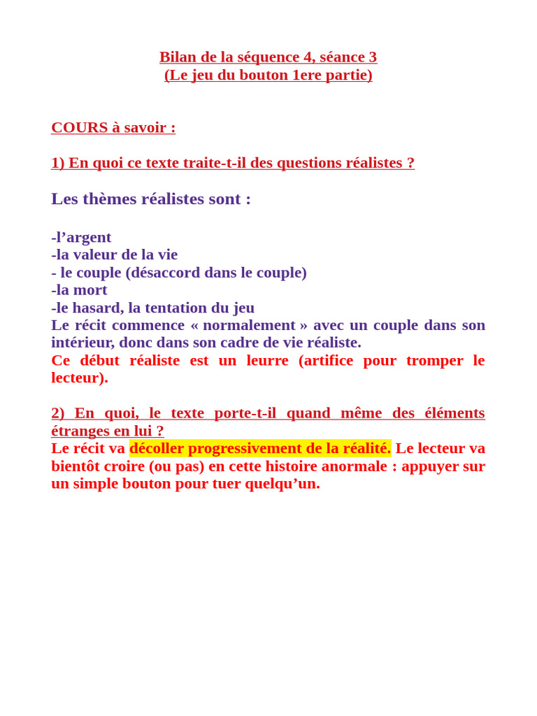 Bilan Jeu Du Bouton Séance 3 | PDF