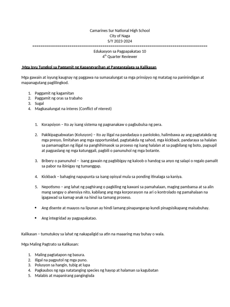 Reviewer-4th-Quarter-2024 | PDF