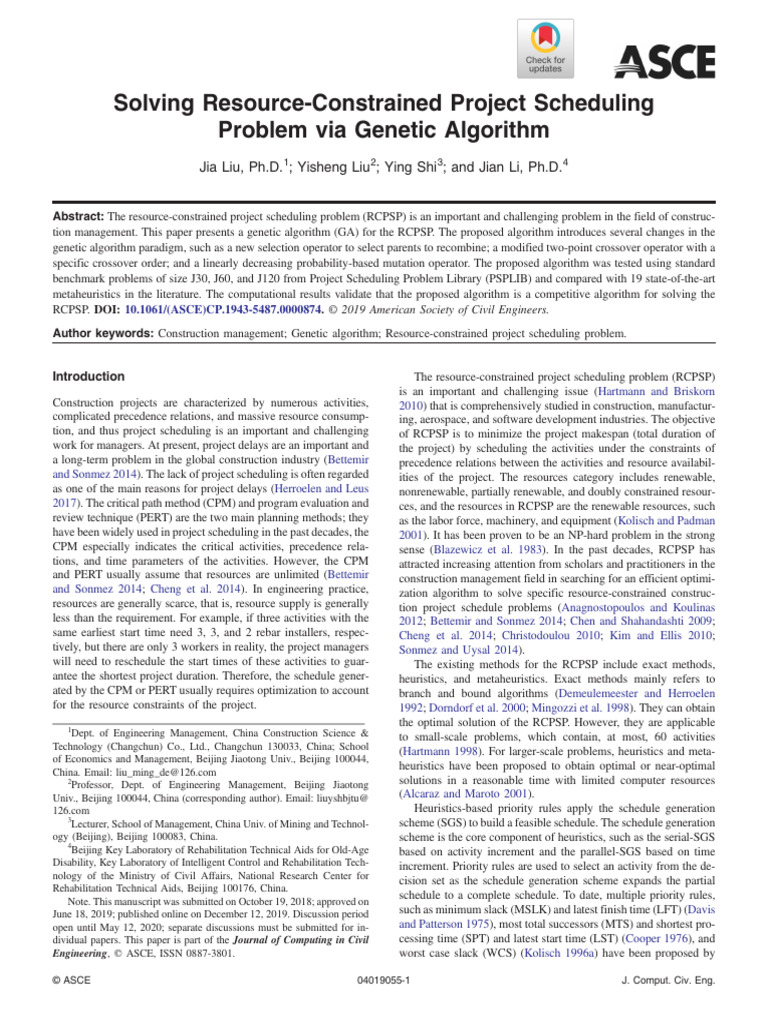21-Solving Resource-Constrained Project Scheduling Problem Via Genetic Algorithm | PDF
