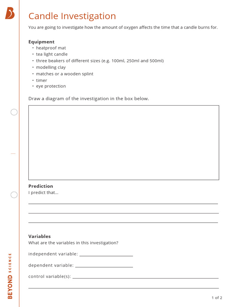Candle Investigation Worksheet | PDF