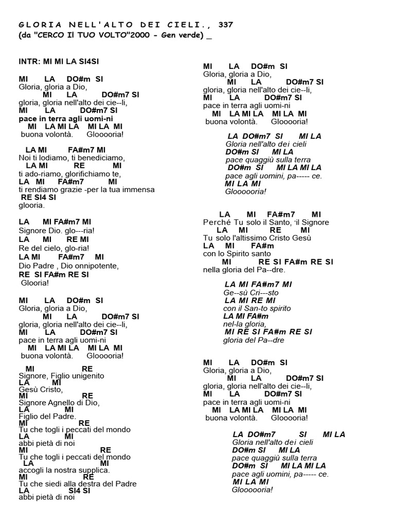 3b. Gloria - Nellalto - Dei - Cieli - PDF | PDF