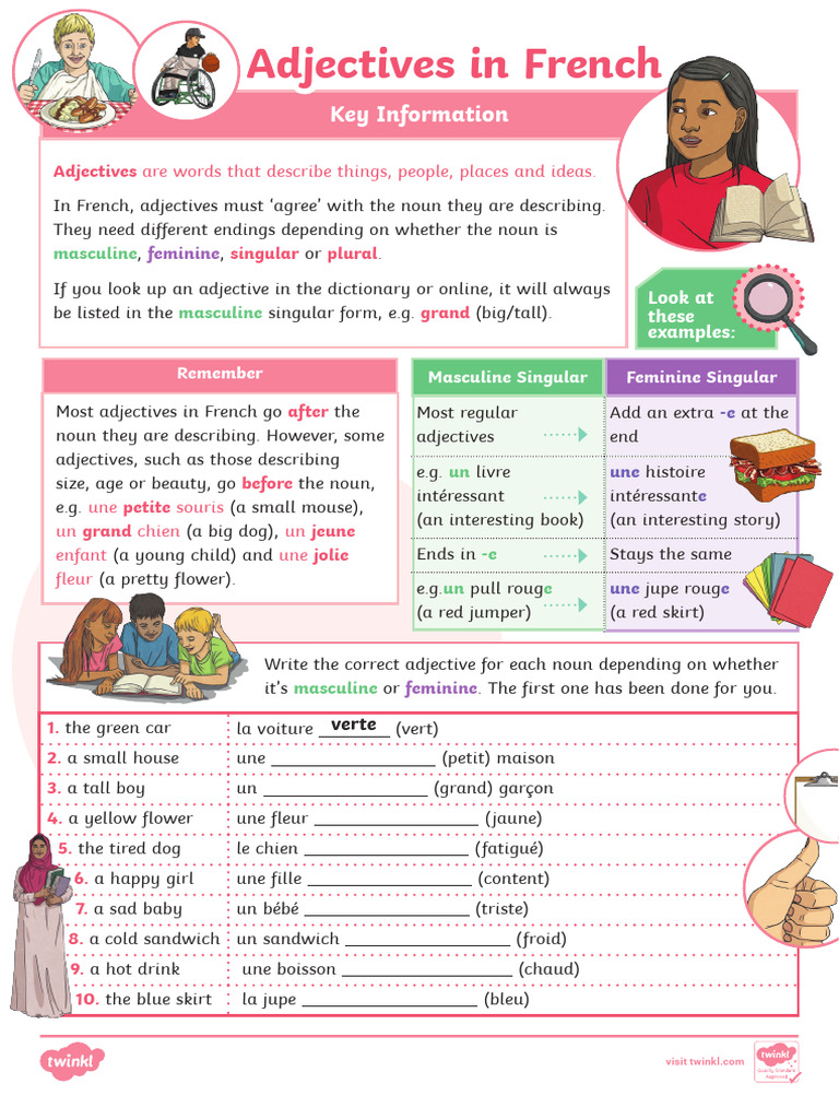 T MFL 1669973087 French Adjectives Activity Sheet - Ver - 1 | PDF
