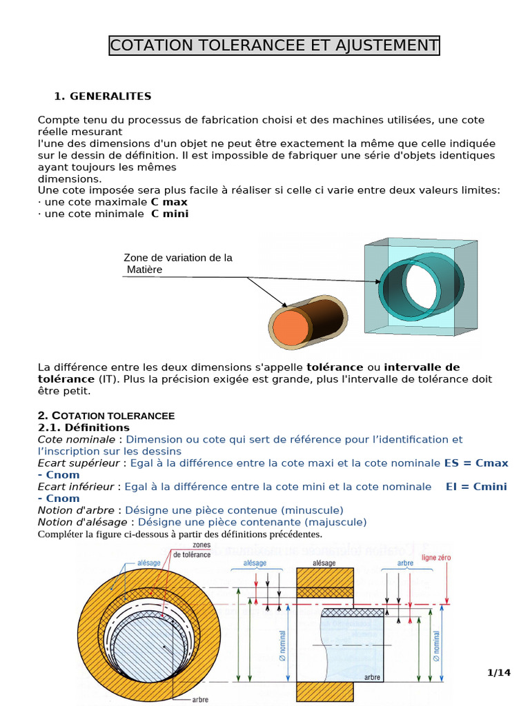 Cotation Tolerancee Et Ajustement | PDF