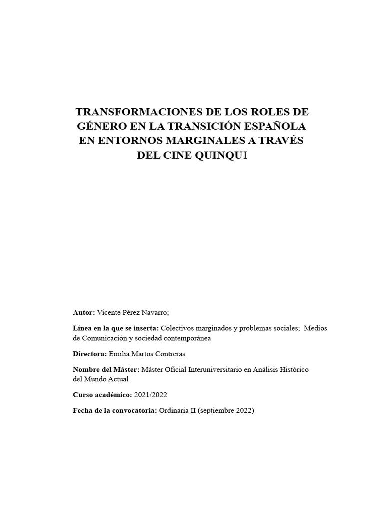 Roles de Genero Cine Quinqui TFM | PDF | Género | Estudios de género